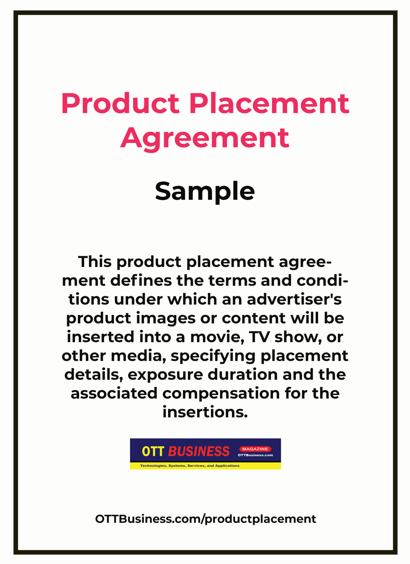 Product Placement Agreement Sample | Internet Marketing